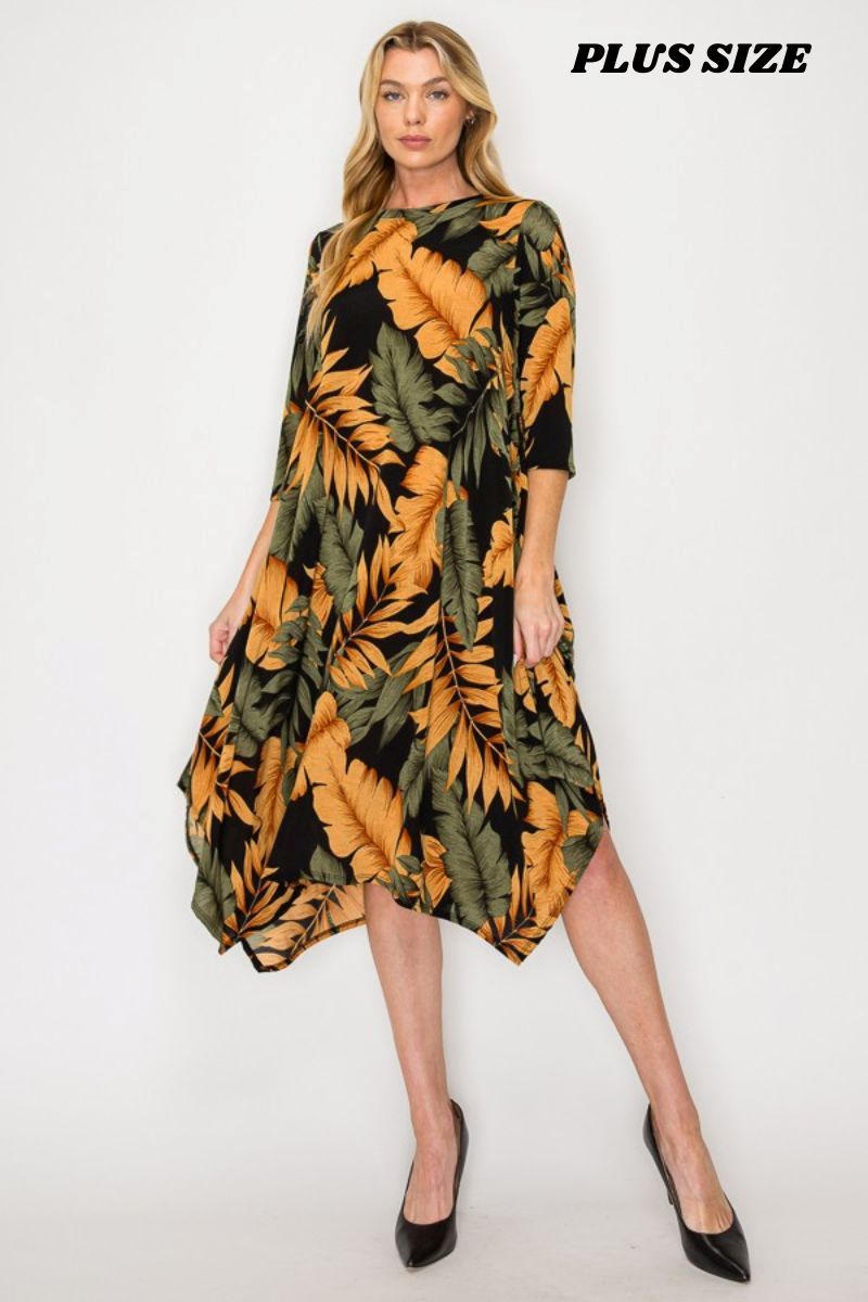 BLACK SHARKBITE HEM W/ SIDE POCKETS PLUS SIZE MIDI DRESS DVL5778X-1 ...